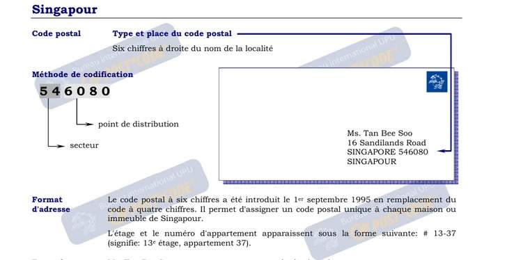 Codes Postaux de Singapour - Cybo